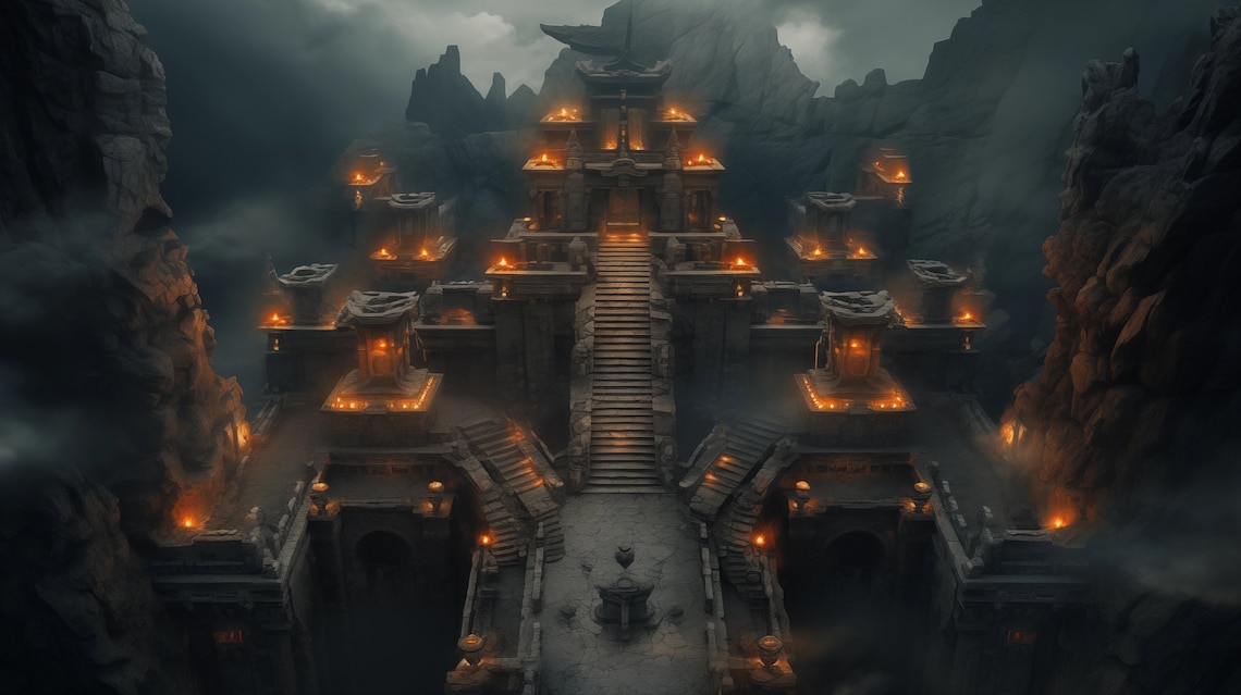 12 "black Ash Temple" Realistic Battle Maps in Stunning 4K, Perfect for ...