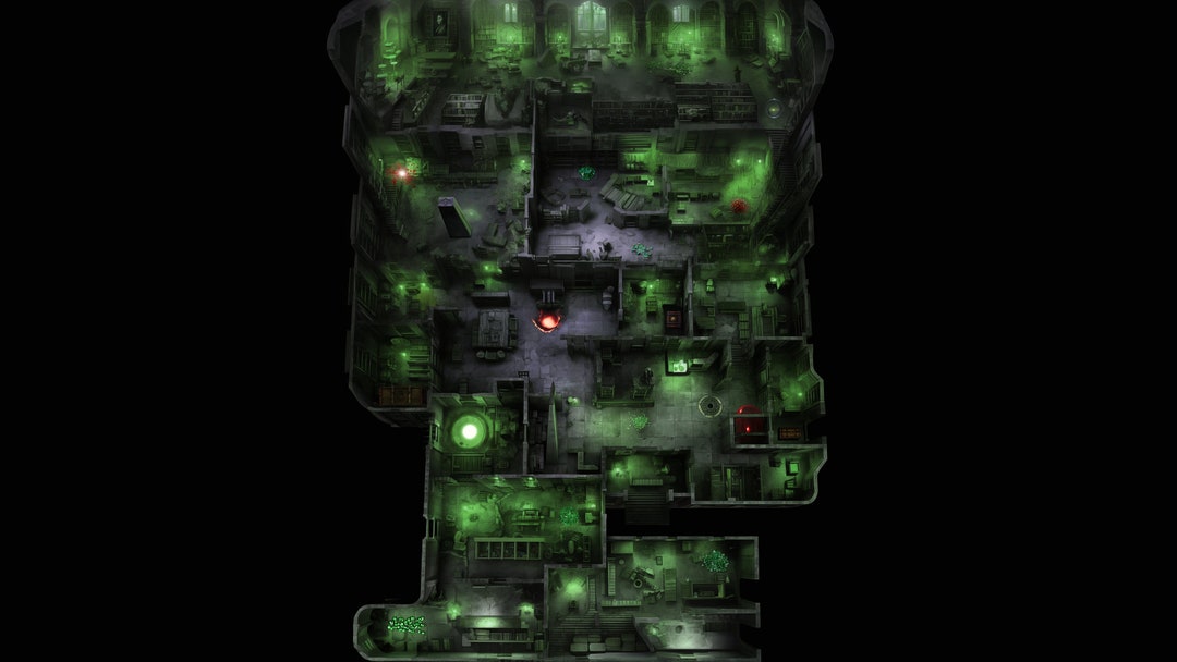 LARGE "emerald Library" Realistic 4K Battle Map With Over 13 Rooms to ...