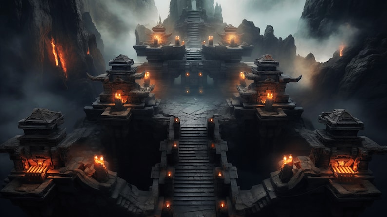 12 "black Ash Temple" Realistic Battle Maps in Stunning 4K, Perfect for ...
