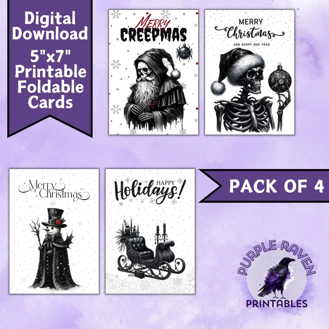 Christmas Cards, Digital Gothic Christmas Cards - Etsy