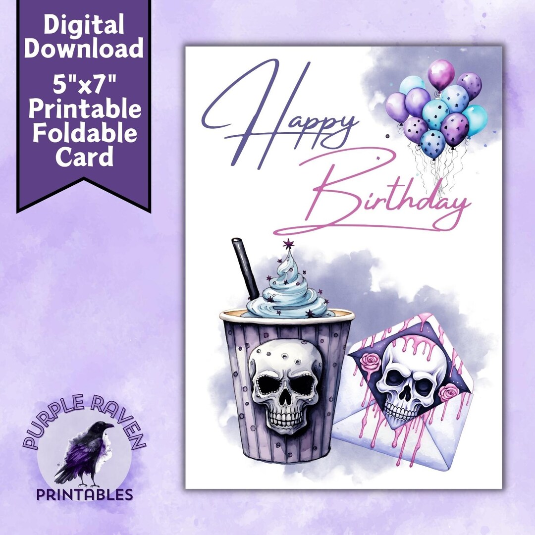 Happy Birthday Card, Gothic Digital Birthday Card - Etsy