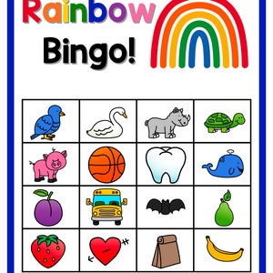 Rainbow Bingo! Large Group Game or Center | 24 Cards (preschool, Pre-k ...