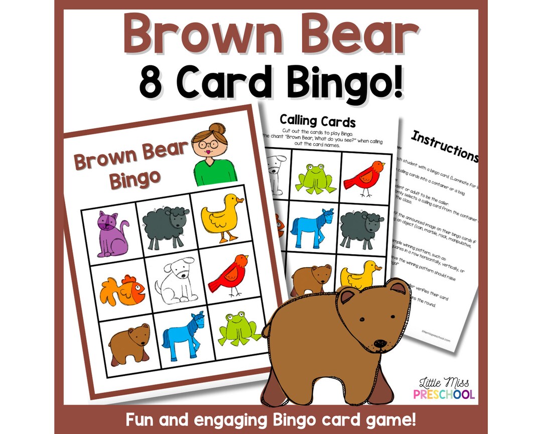Bingo! or Matching Game and Center | Brown Bear | 10 Cards (preschool ...