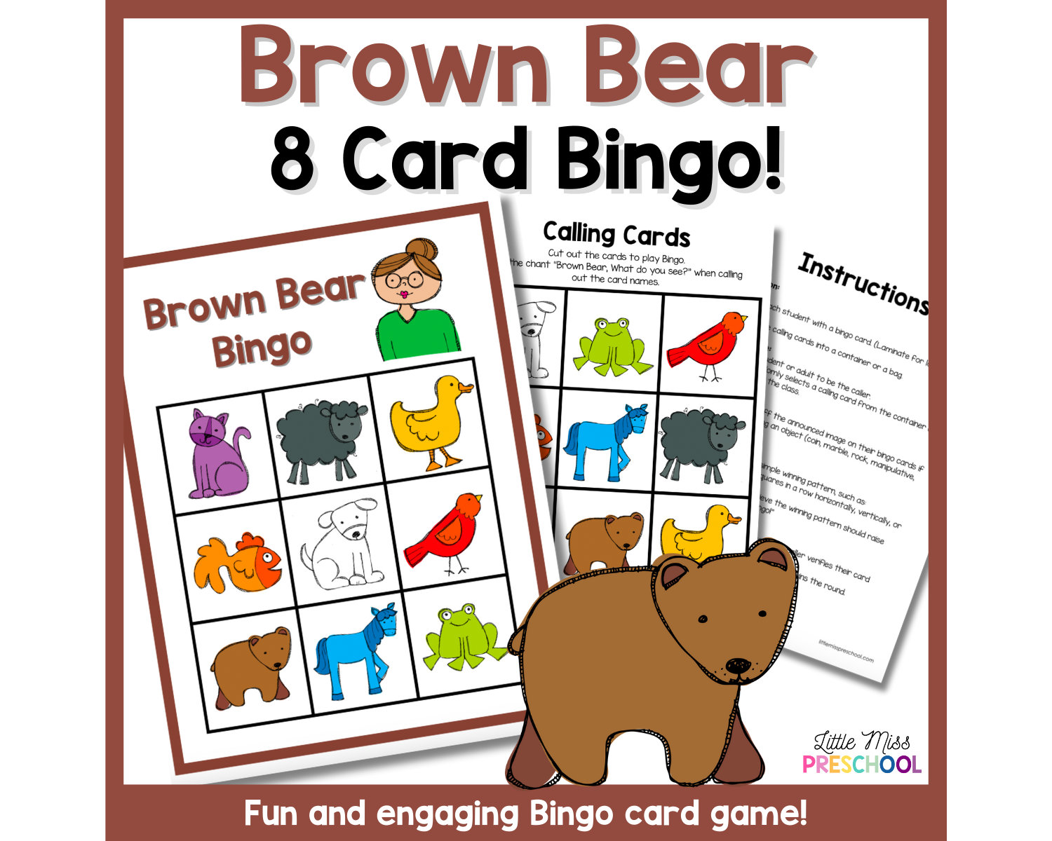 Bingo! or Matching Game and Center | Brown Bear | 10 Cards (preschool ...