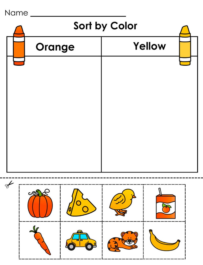Color Sorting Worksheets (preschool, Kindergarten) - Etsy