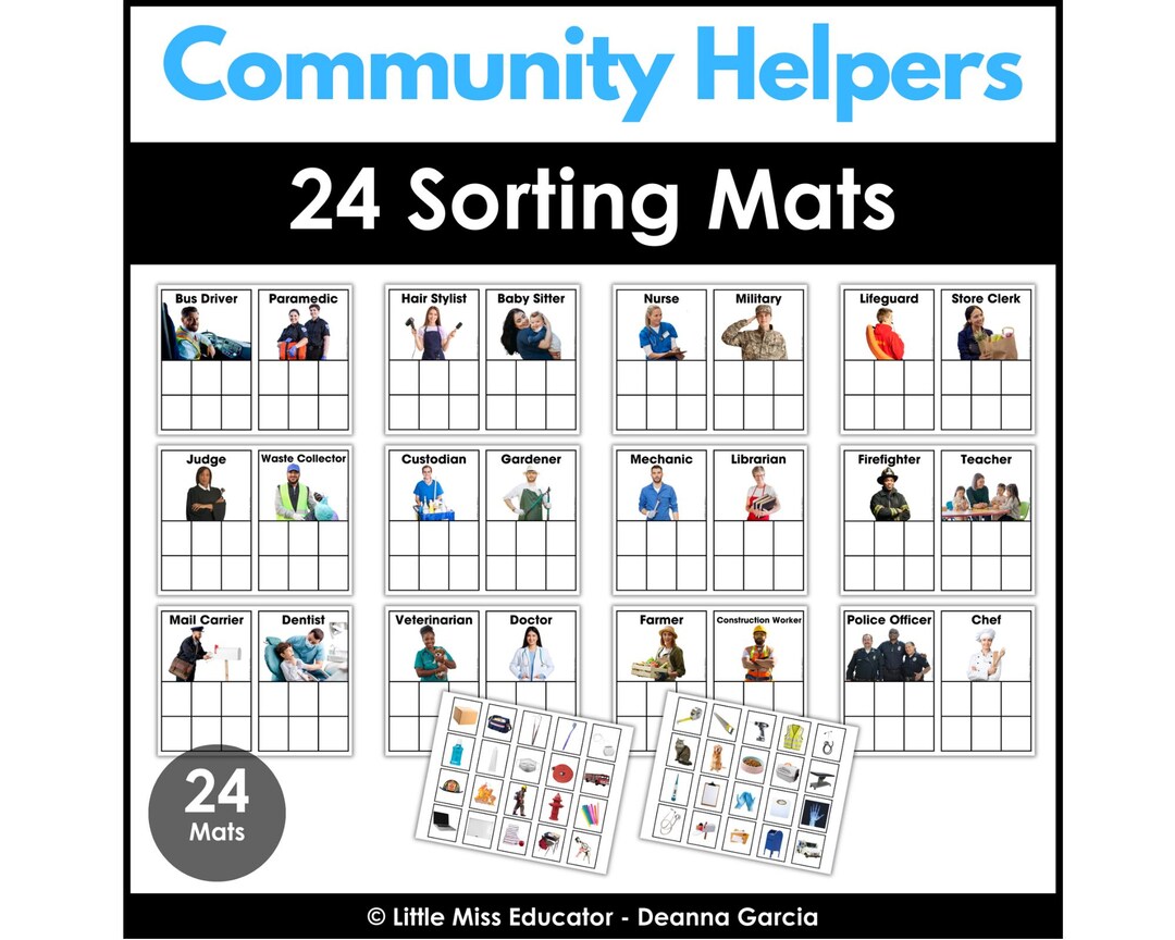 24 Community Helpers Sorting Mats | Real Photos | Preschool, Pre-k ...