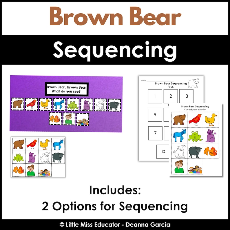 Brown Bear Activities Sequencing Activity Story Retell Craft Worksheet ...