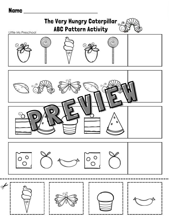 The Hungry Caterpillar Patterns Worksheet - Etsy