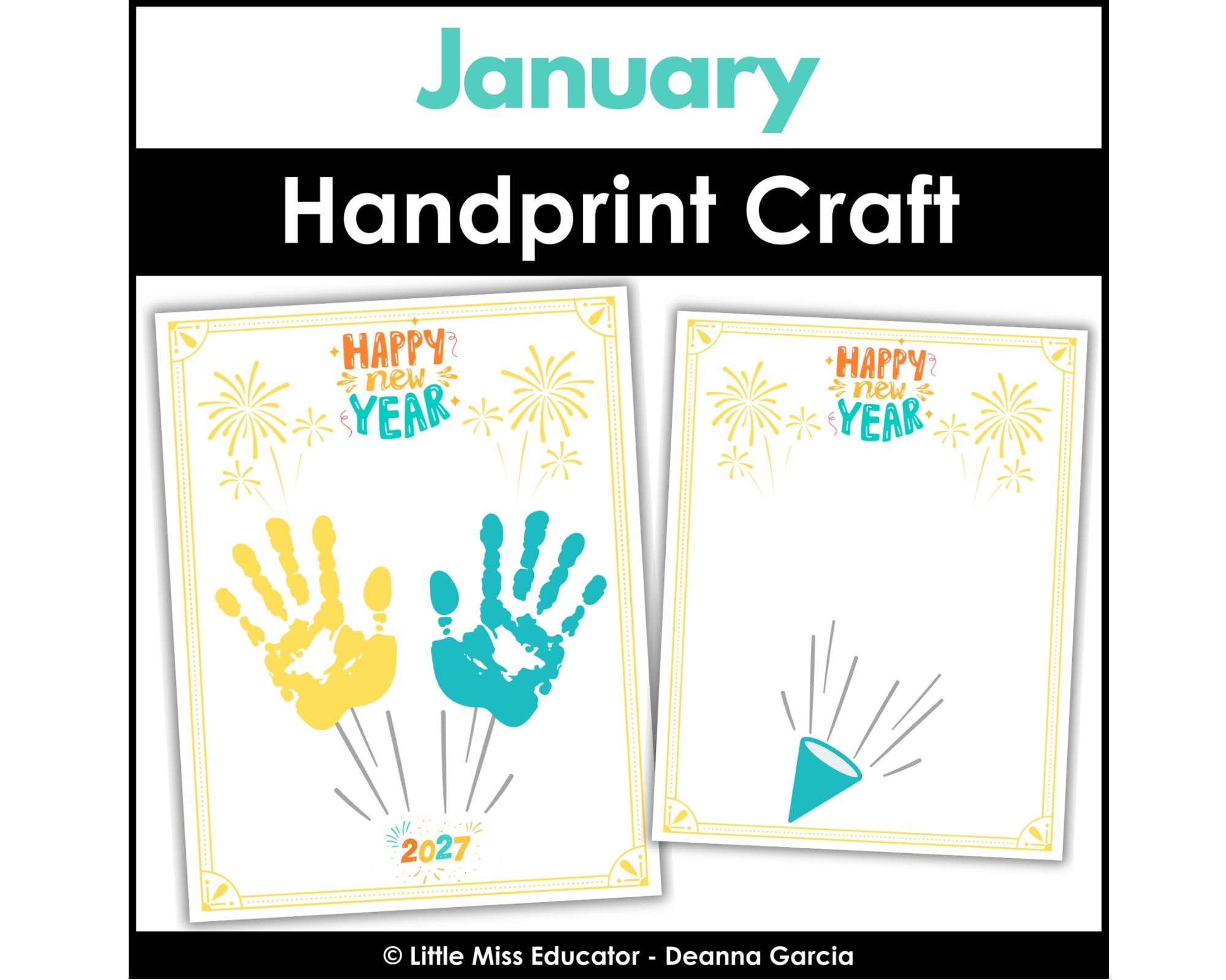 January New Year Handprint Craft Art | Preschool, Pre-k, & Kinder - Etsy