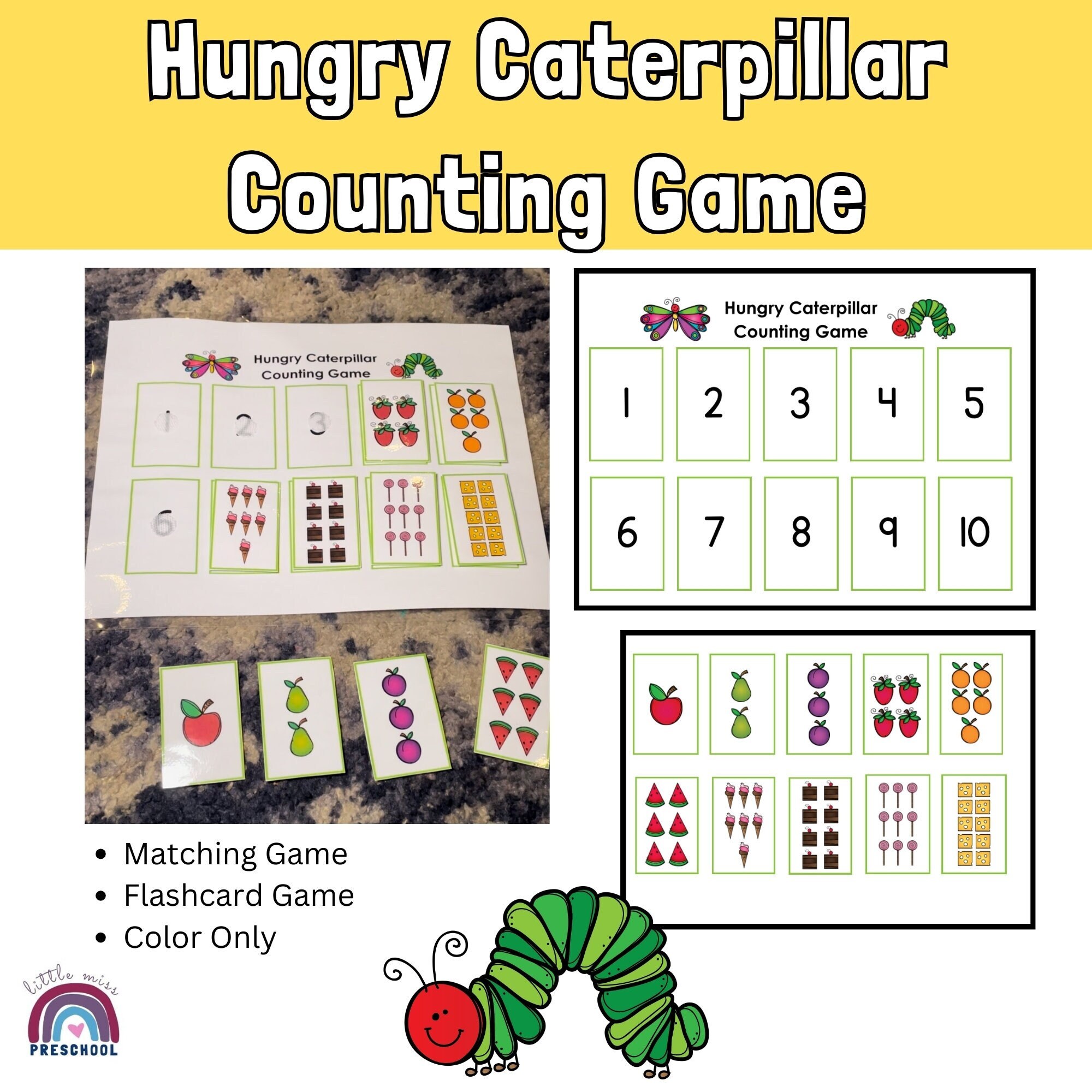 The Very Hungry Caterpillar Counting Game - Etsy