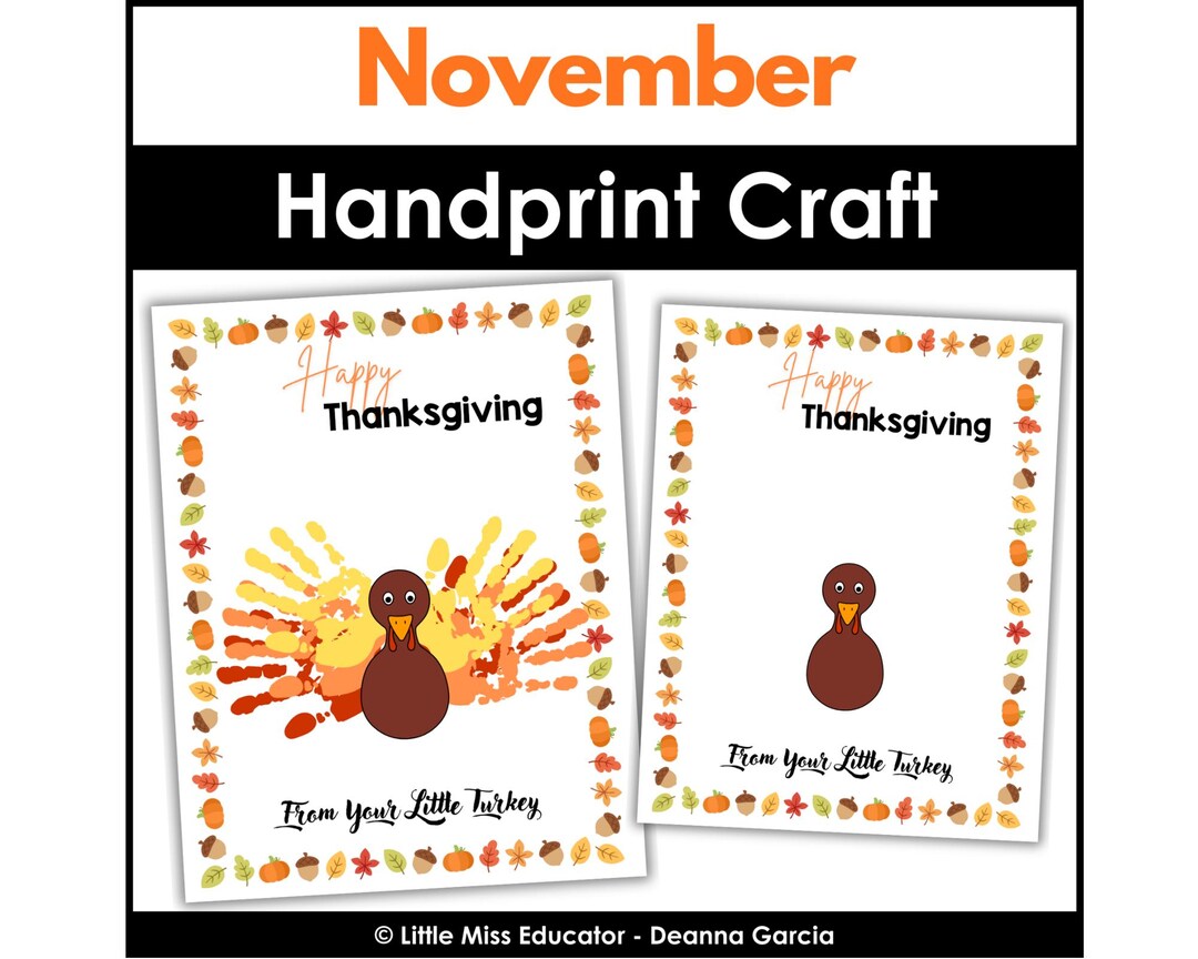 November Fall Handprint Craft Art | Preschool, Pre-k, & Kinder - Etsy