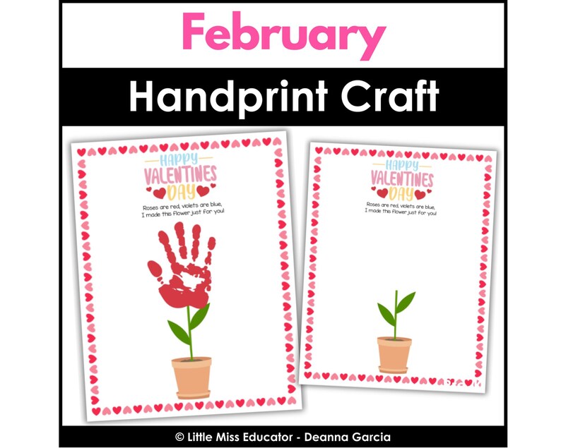 February Valentine's Day Handprint Craft Art | Preschool, Pre-k ...