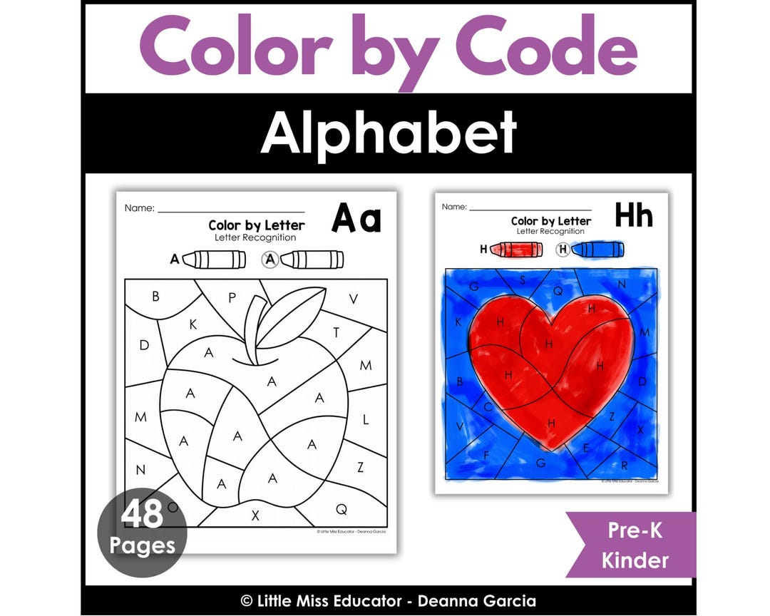 Alphabet Color by Code Uppercase & Lowercase Letters - Etsy