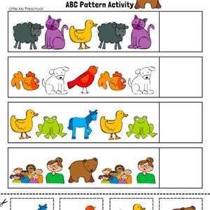 Brown Bear Pattern Worksheets 4 Different Patterns - Etsy