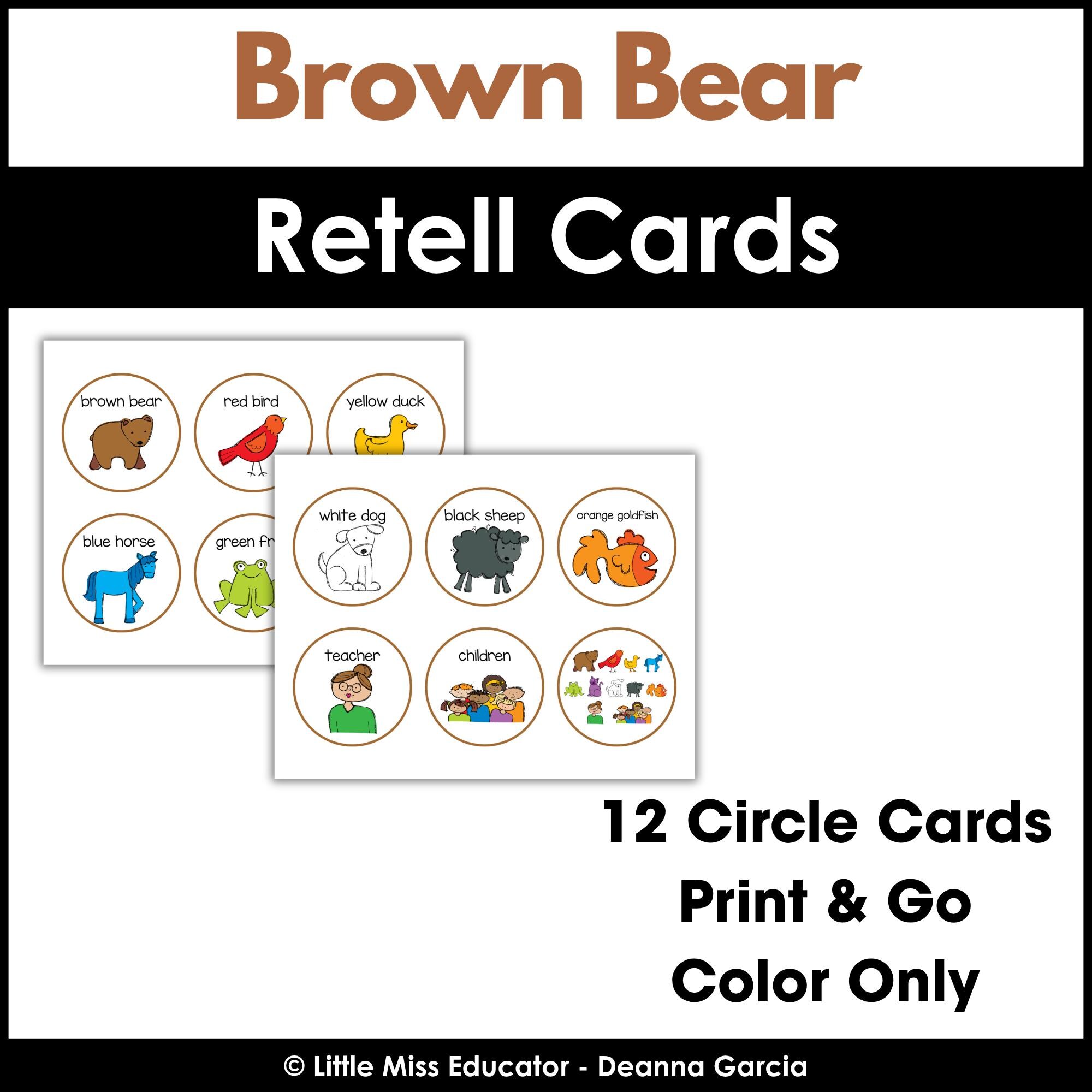Brown Bear Retell Cards Story Sequencing Retelling Book Companion Prek ...