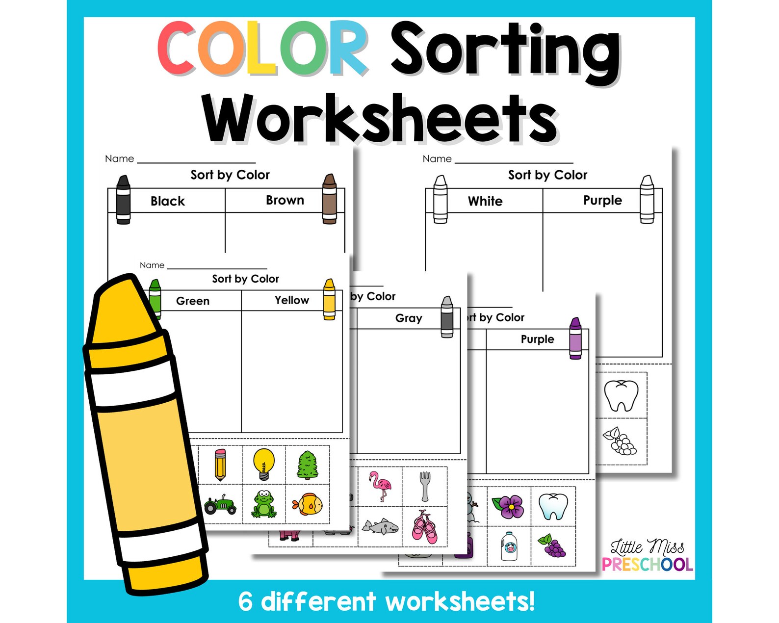 Color Sorting Worksheets (preschool, Kindergarten) - Etsy