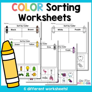 Color Sorting Worksheets (preschool, Kindergarten) - Etsy