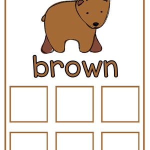 Color Sorting Mats - Brown Bear - Etsy