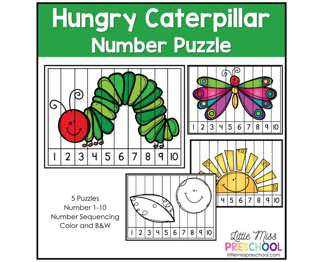 The Very Hungry Caterpillar Number Puzzles - Etsy