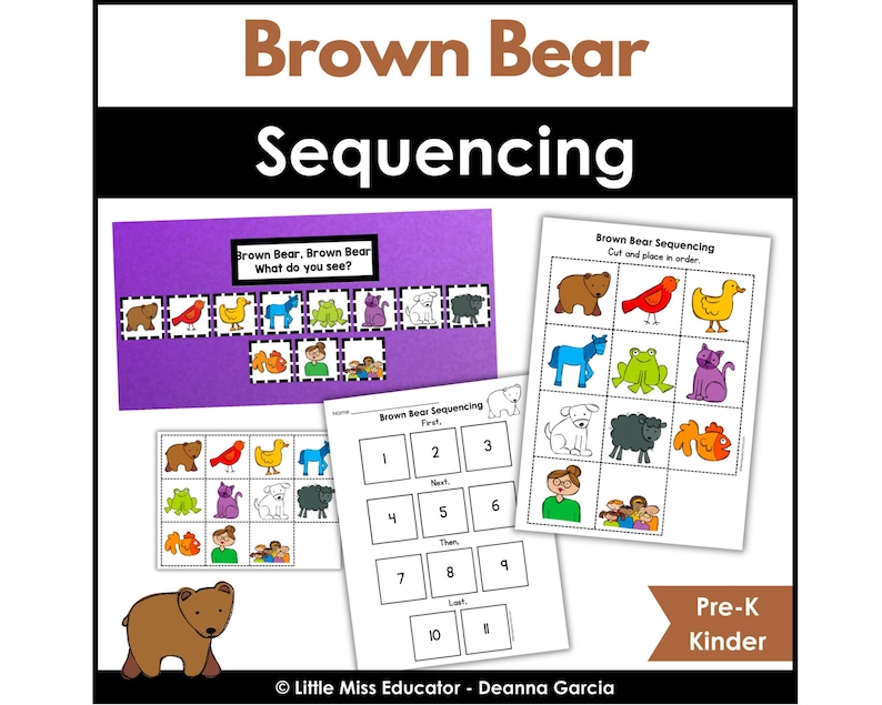 Brown Bear Activities Sequencing Activity Story Retell Craft Worksheet ...