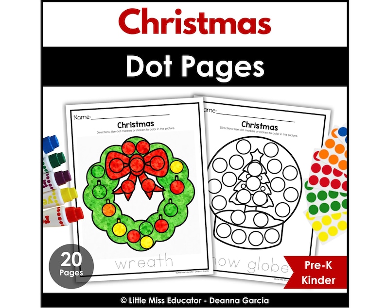 Christmas December Dot Craft Printable Pages | Preschool, Pre-k, Kinder ...