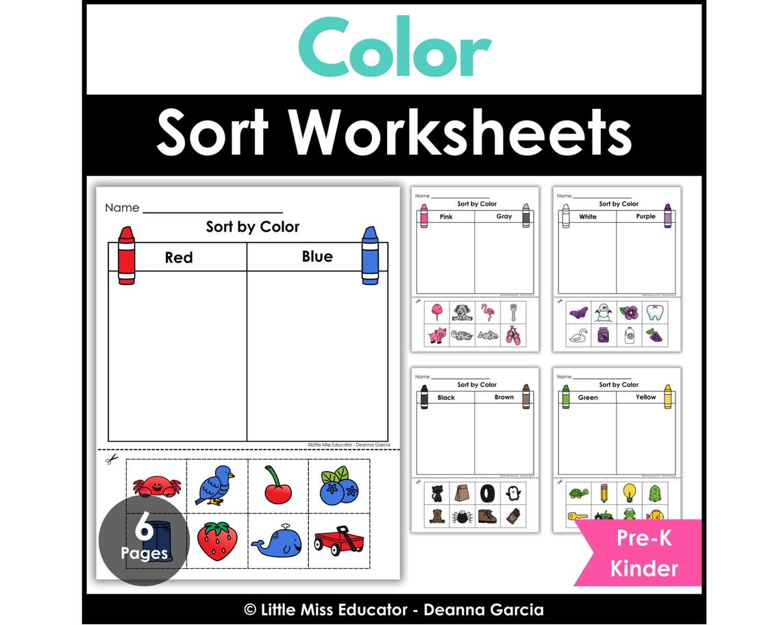 Sort by Color Worksheets Color Recognition Matching Activity Prek ...