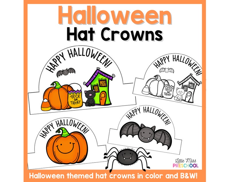 Halloween Hat Crowns (preschool, Pre-k, & Kinder) - Etsy