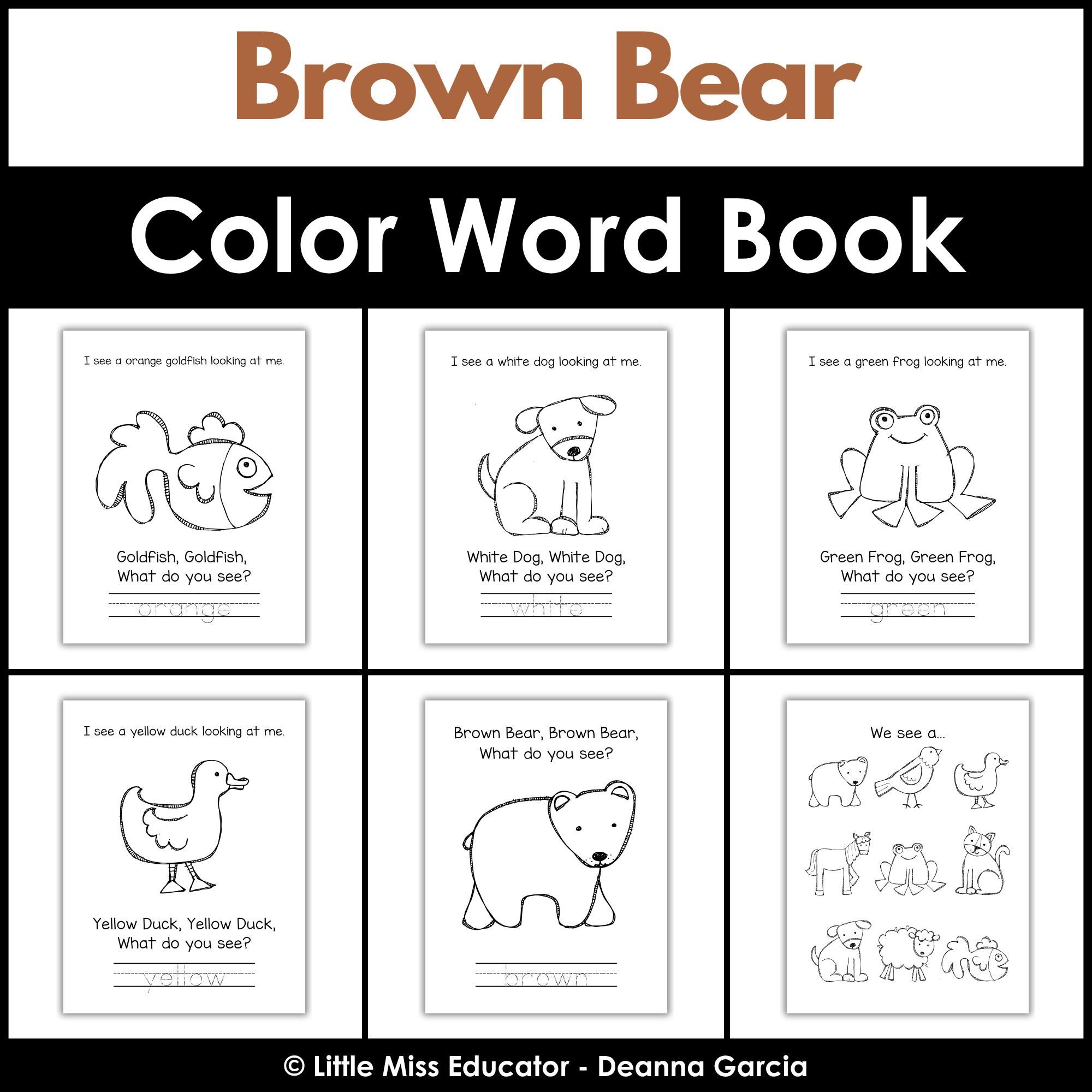 Brown Bear Color Words Coloring Book | 9 Color Words | Preschool ...