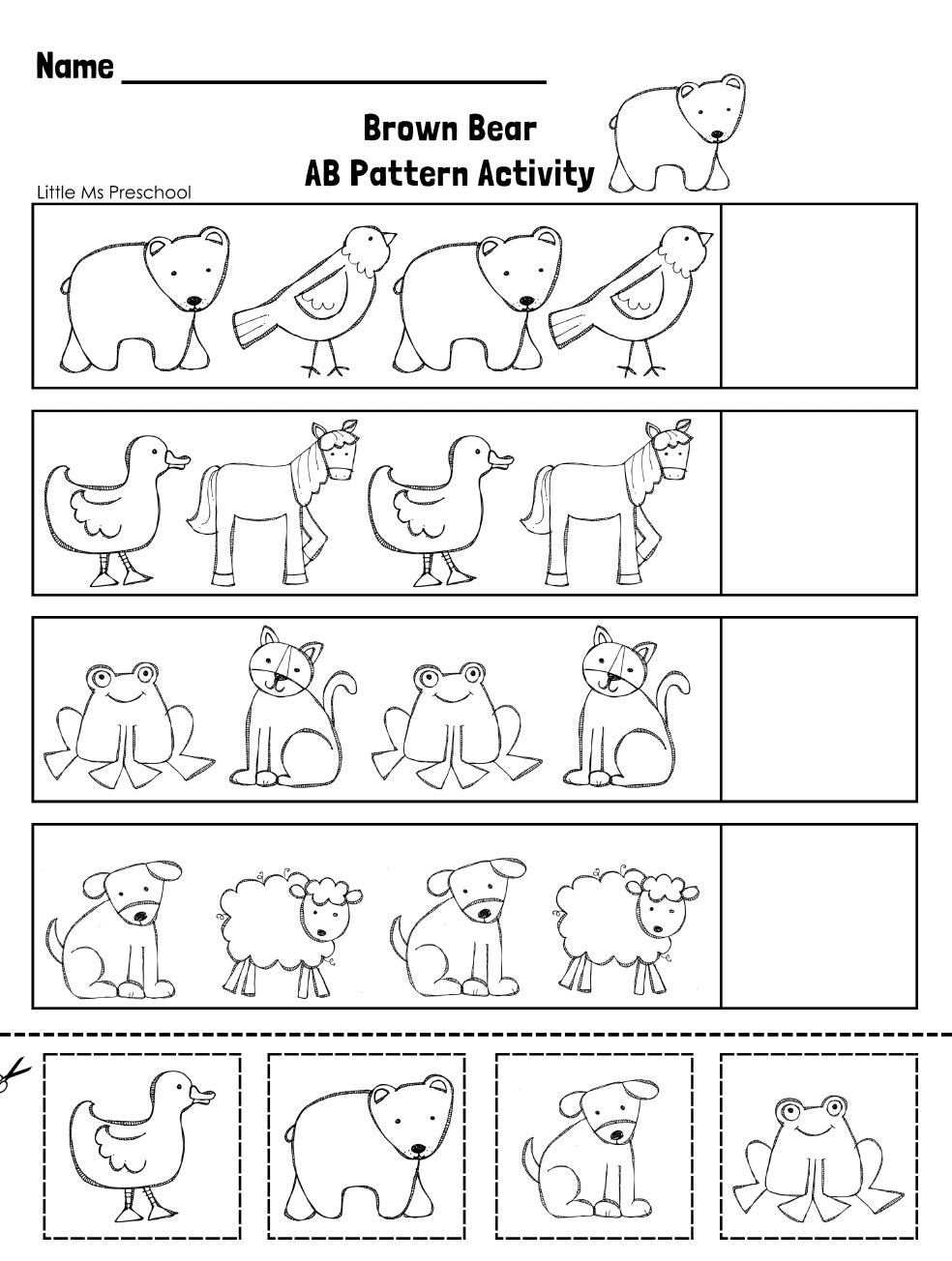 Brown Bear Pattern Worksheets (4 Different Patterns) - Etsy