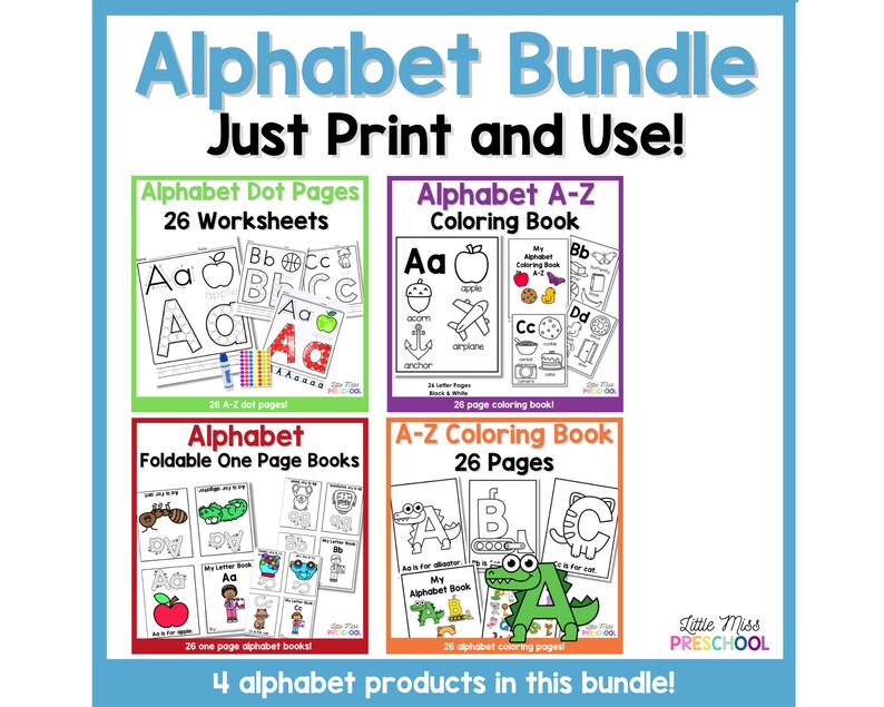 Alphabet Pages BUNDLE - Just Print and Use (pre-k, Preschool, Kinder ...