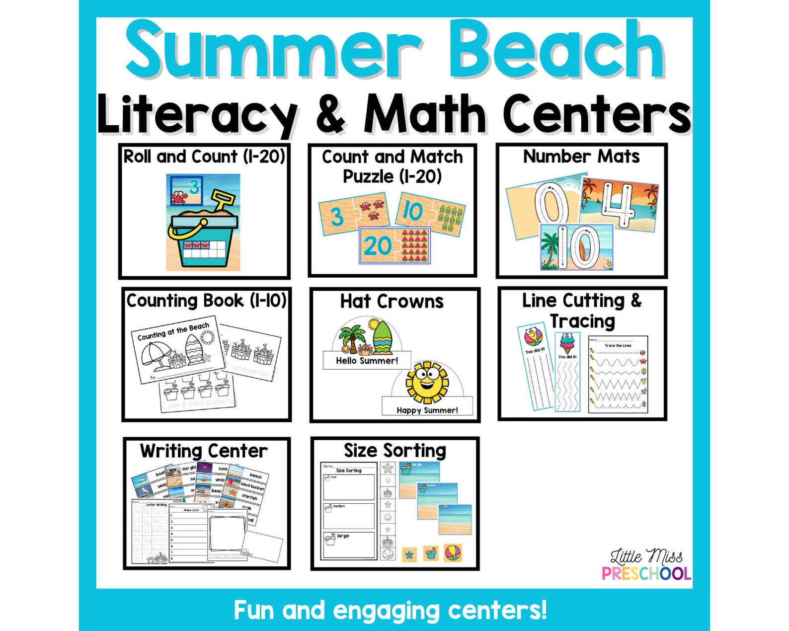 Summer Beach Literacy and Math Centers - Etsy