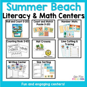 Summer Beach Literacy and Math Centers - Etsy