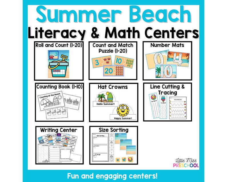 Summer Beach Literacy and Math Centers - Etsy