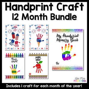 Holiday Hand Print Crafts 12 Month Digital BUNDLE - January to December ...