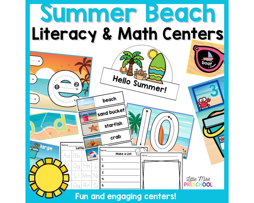 Summer Beach Literacy and Math Centers - Etsy