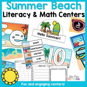 Summer Beach Literacy and Math Centers - Etsy
