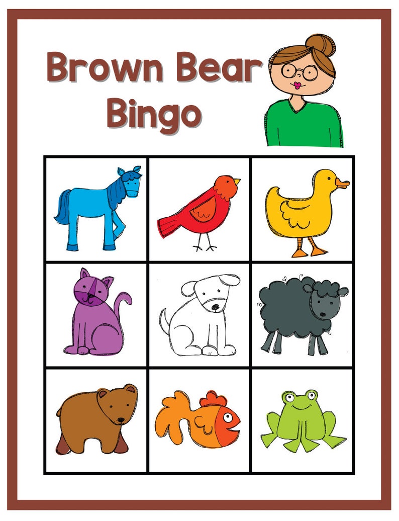 Bingo! or Matching Game and Center | Brown Bear | 10 Cards (preschool ...