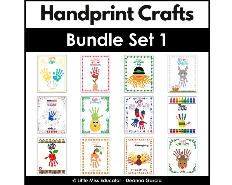 Holiday Handprint Crafts 12 Month BUNDLE - January to December | Pre-k ...