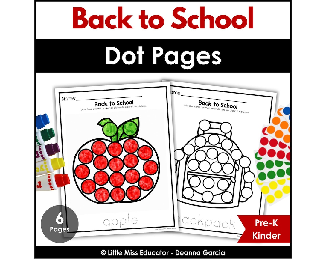 Back to School Dot Craft Printable Pages | Preschool, Pre-k, Kinder - Etsy