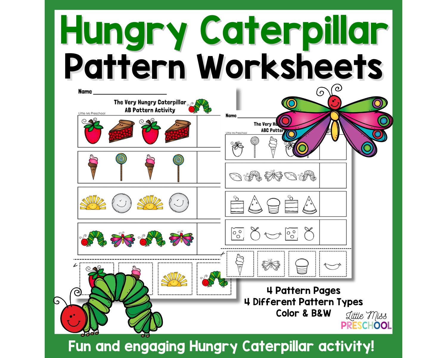 The Hungry Caterpillar Patterns Worksheet - Etsy