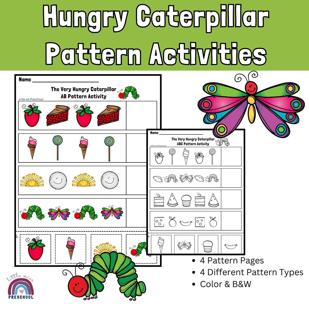 The Hungry Caterpillar Patterns Worksheet - Etsy