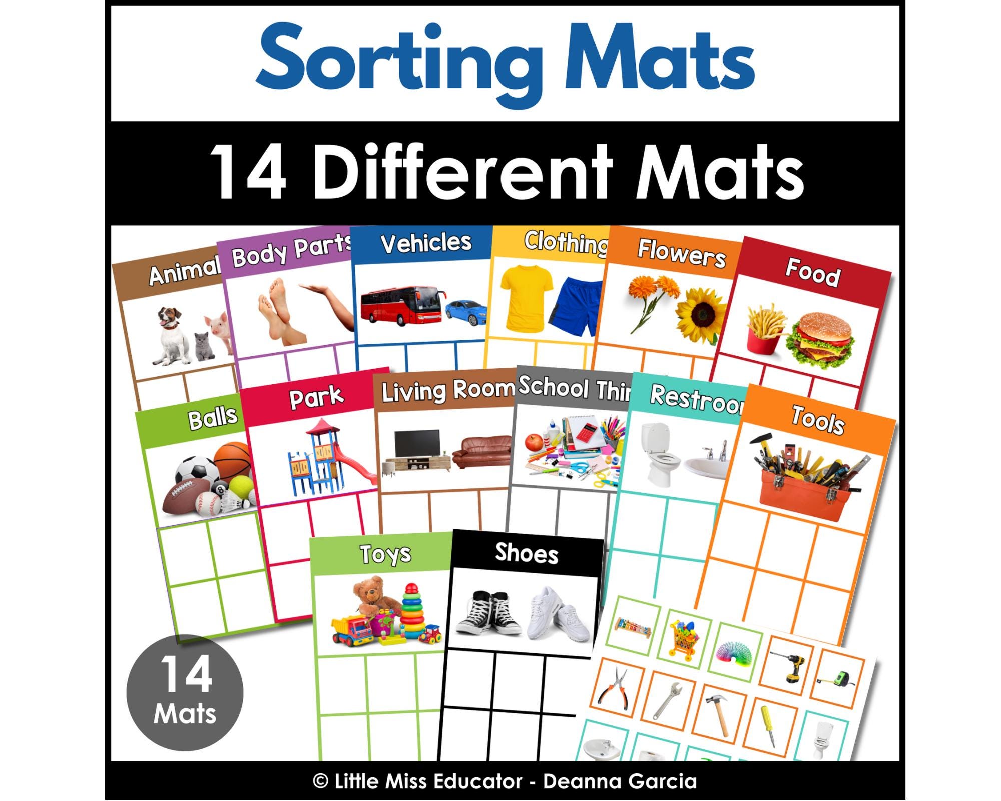 Sorting Mats by Category With Real Images | Speech Therapy, Sped, Pre-k ...