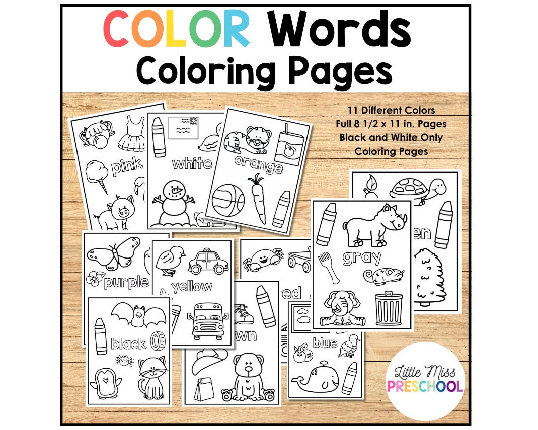 Coloring Pages Color Words 11 Colors - Etsy