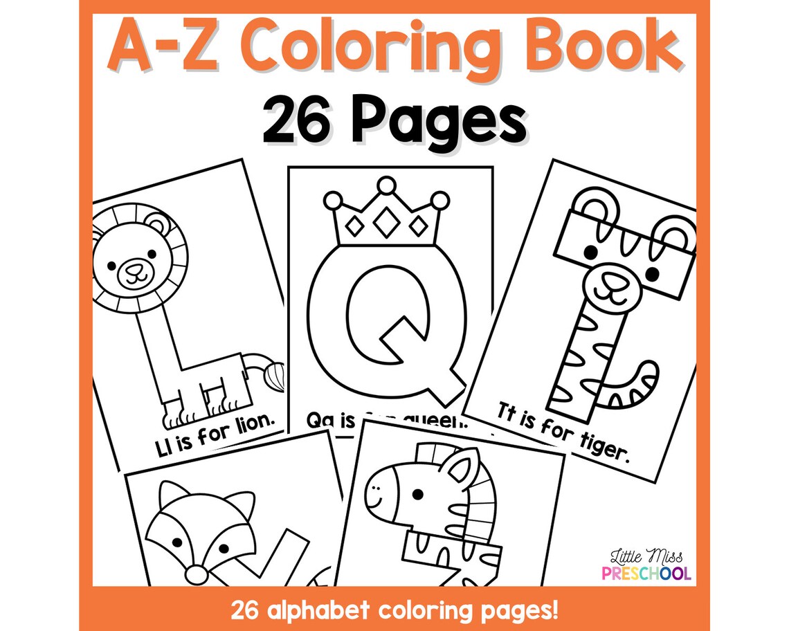 Alphabet Uppercase Coloring Pages A-Z (26 Pages) - Etsy