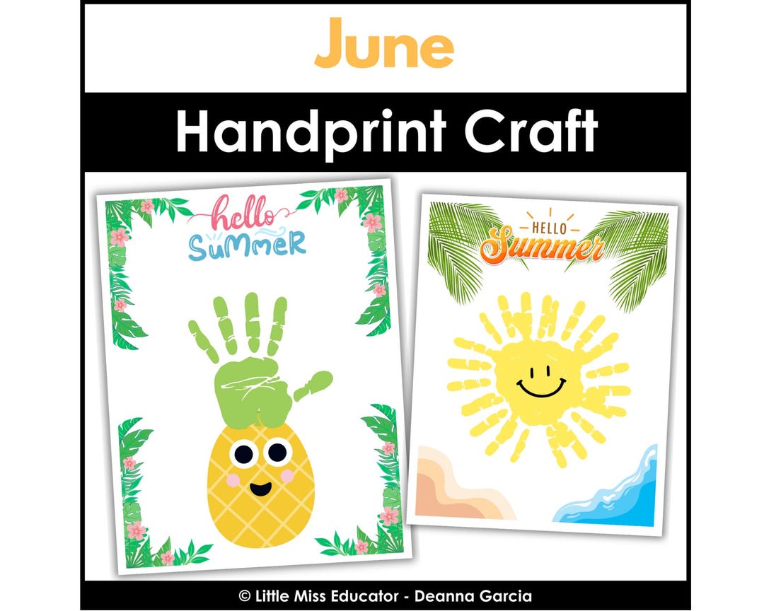 June Summer Handprint Craft Art | Preschool, Pre-k, & Kinder - Etsy
