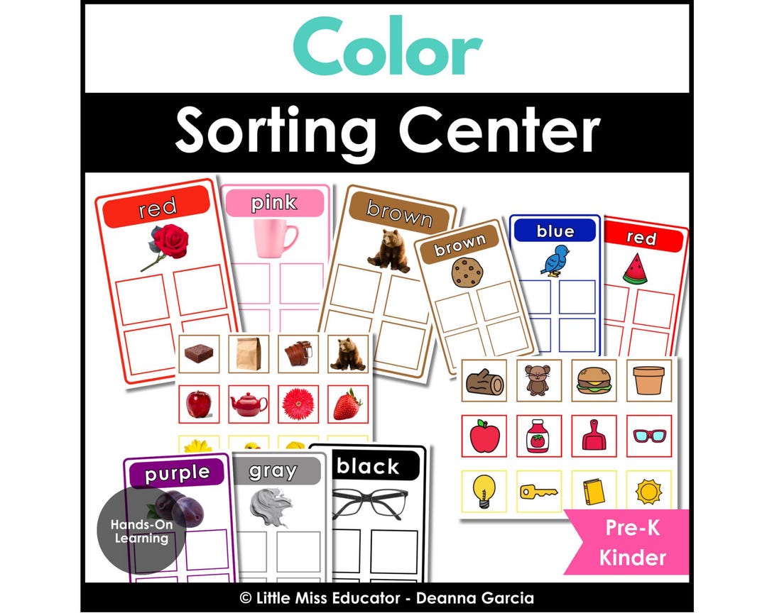 Color Sorting Mats | Real Photos + Clipart | 11 Colors | Pre-k, Kinder ...
