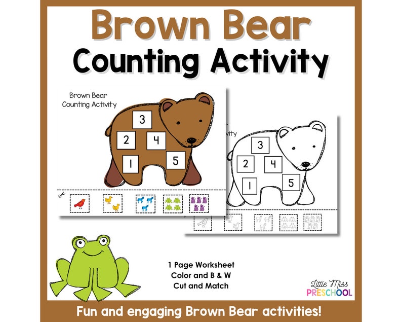 Counting Activity - Brown Bear (preschool, Pre-k, Kinder) - Etsy