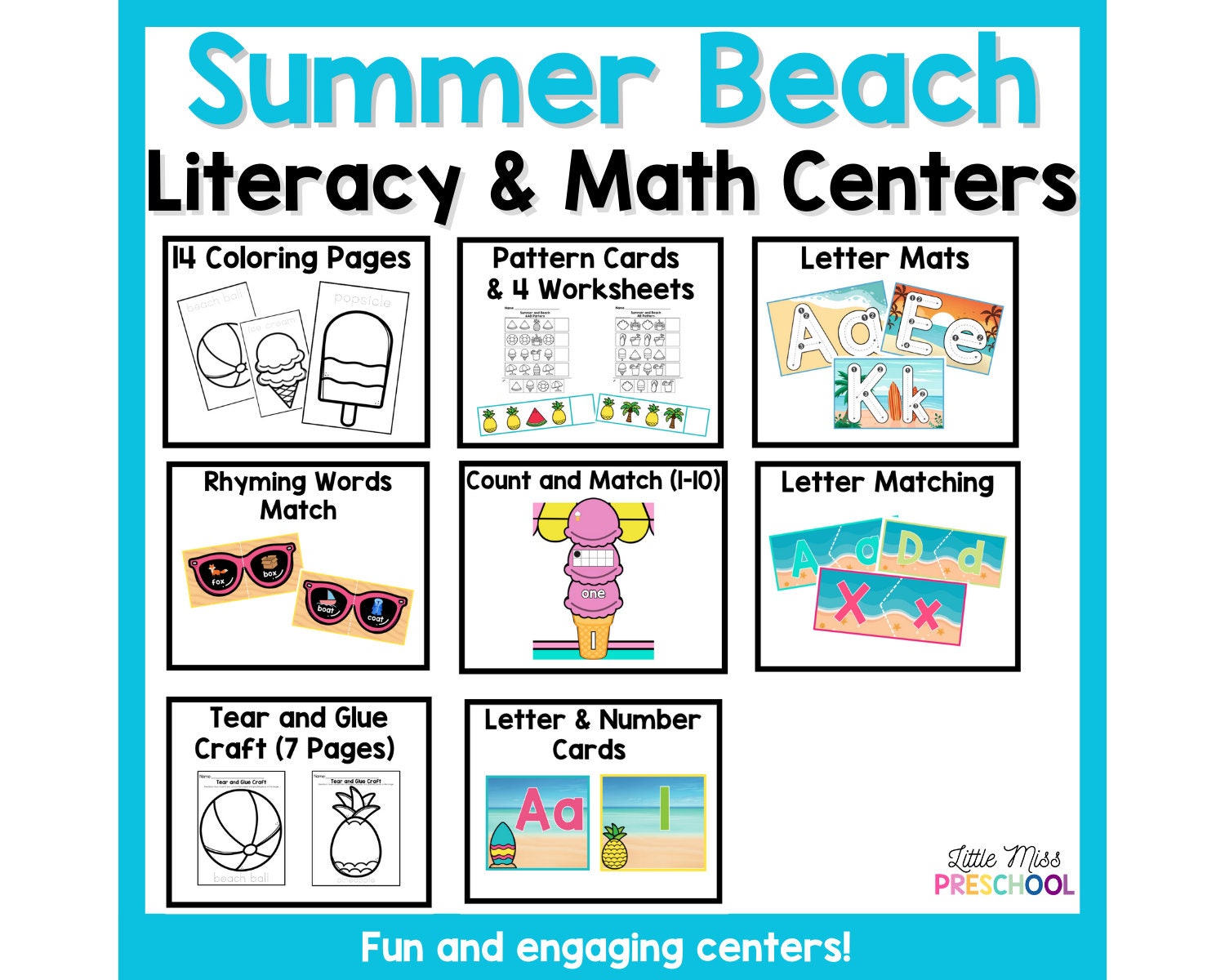 Summer Beach Literacy and Math Centers - Etsy