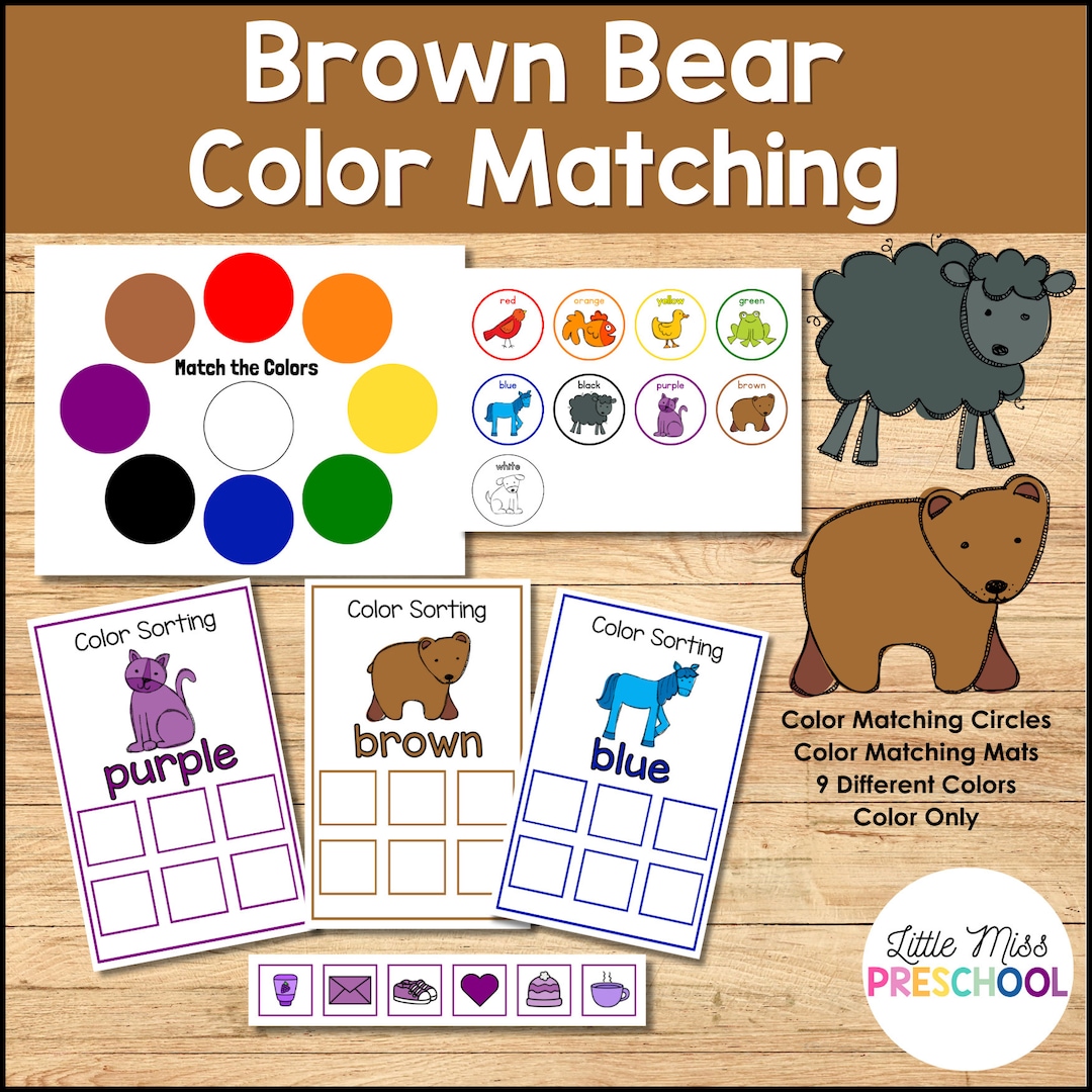 Color Sorting Mats Brown Bear - Etsy