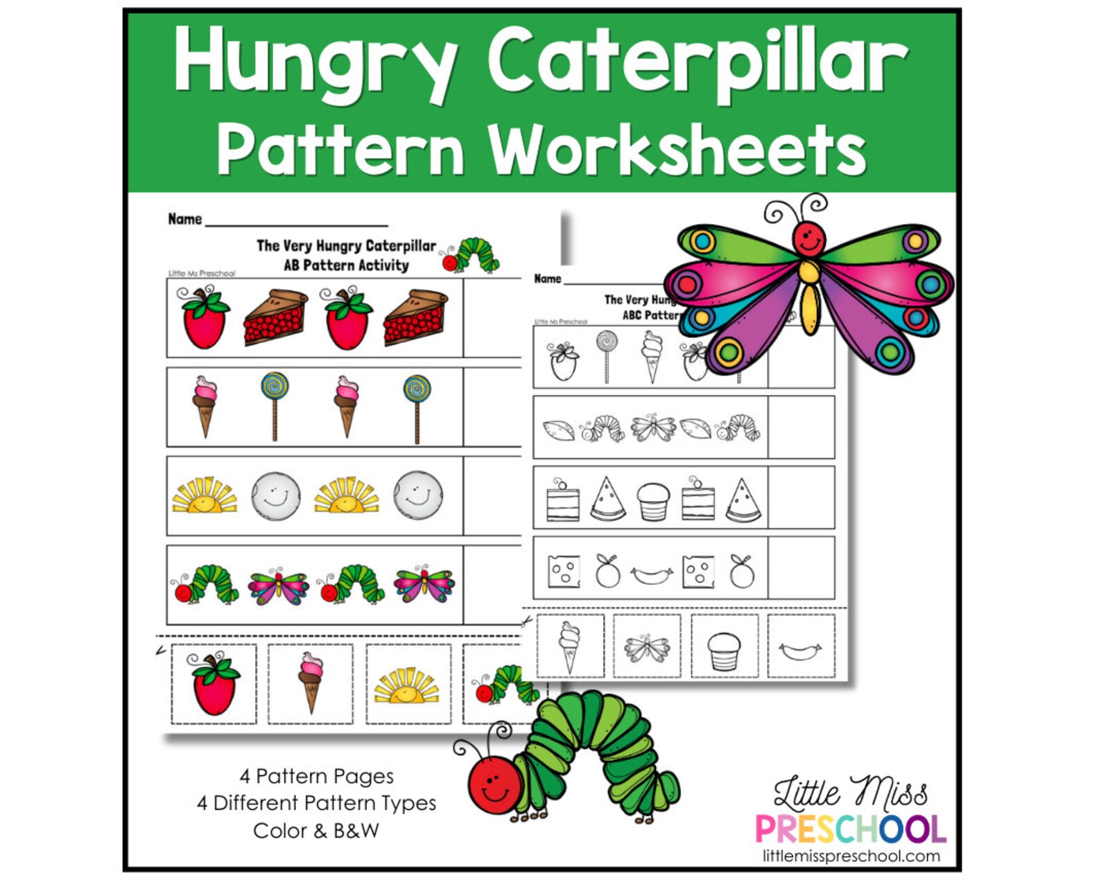 The Hungry Caterpillar Patterns Worksheet - Etsy